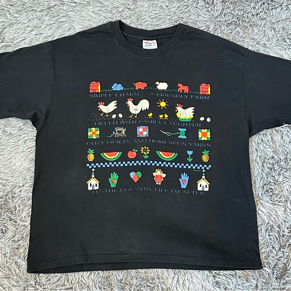 Hanes | Shirts | Vintage Hanes Shirt Mens Black 550 Single Stitch ...